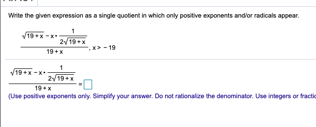 Solved Write the given expression as a single quotient in | Chegg.com
