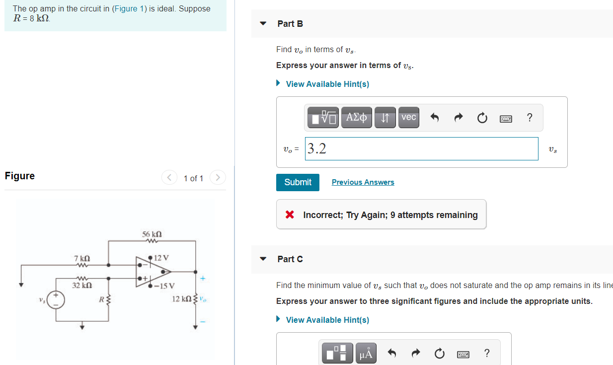 Solved The op amp in the circuit in (Figure 1) is ideal. | Chegg.com
