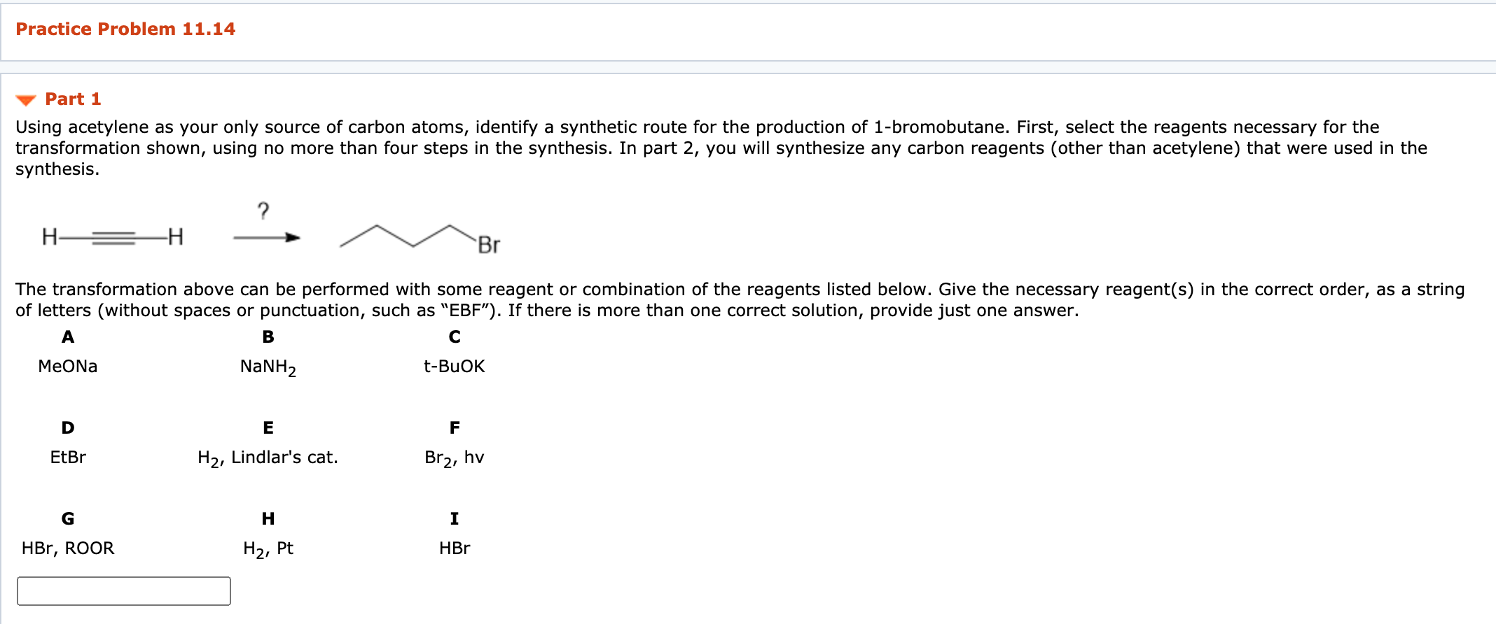 Solved Practice Problem 11.14 Part 1 Using acetylene as your | Chegg.com