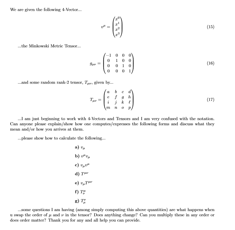 Solved I am just beginning working with four vectors and | Chegg.com