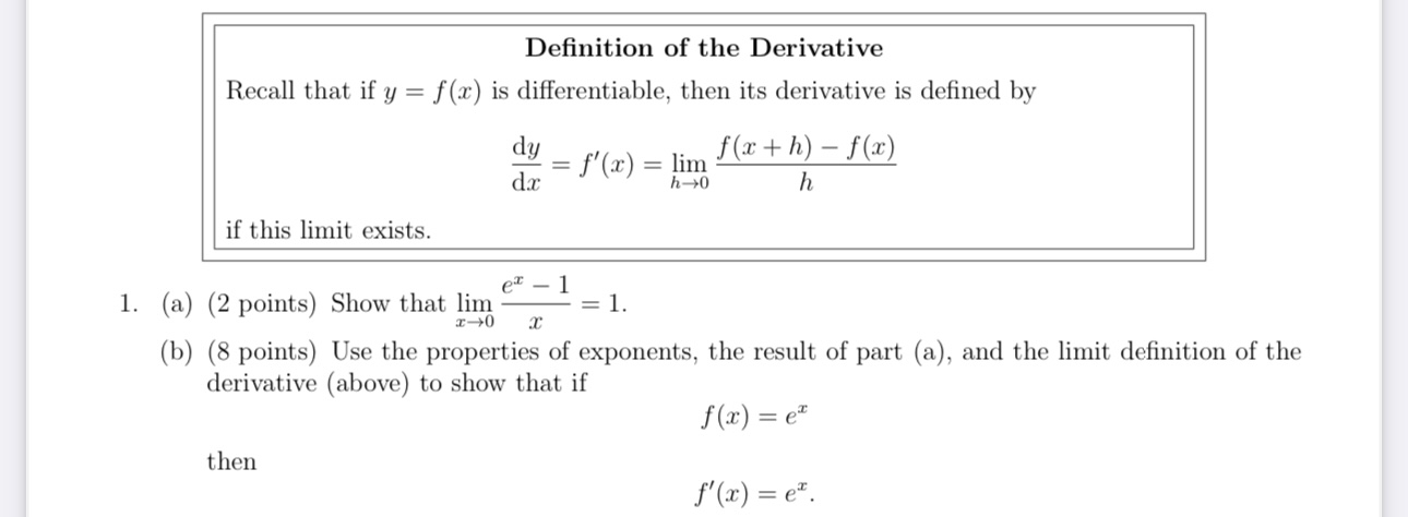 Solved Definition of the Derivative Recall that if y=f(x) is | Chegg.com