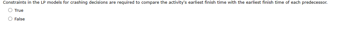 Solved Constraints in the LP models for crashing decisions | Chegg.com