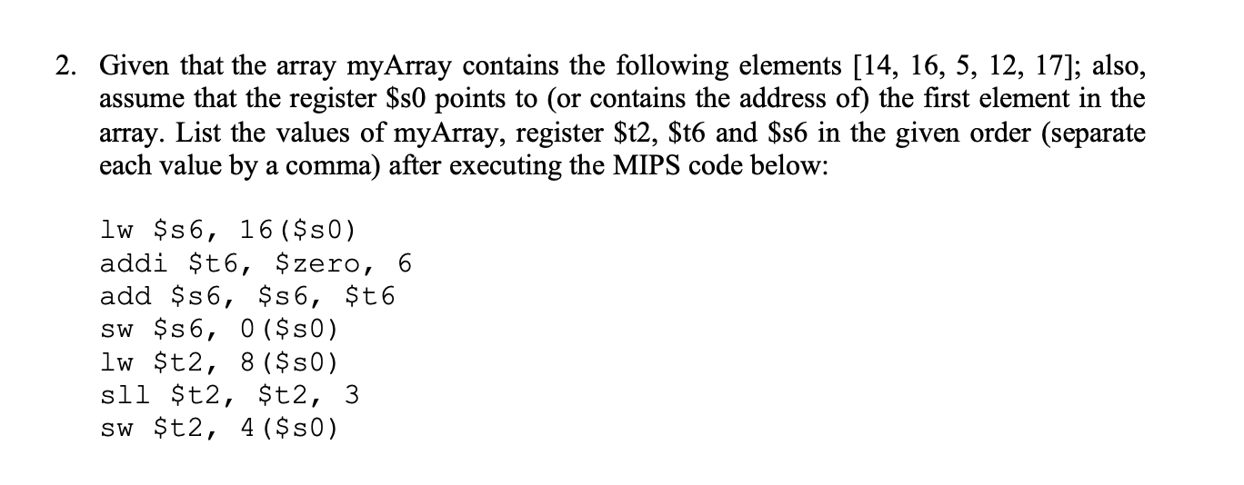 2. Given that the array myArray contains the | Chegg.com