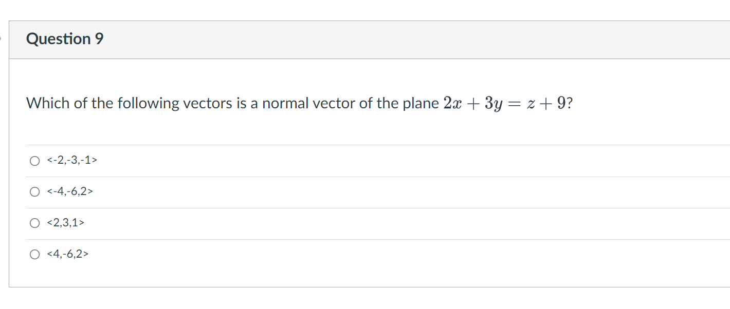 Solved Question 9 Which of the following vectors is a normal | Chegg.com
