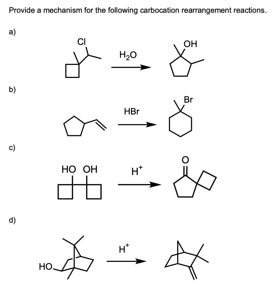 Solved Provide a mechanism for the following carbocation | Chegg.com