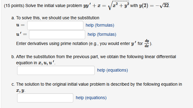 Solved (15 ﻿points) ﻿Solve the initial value problem | Chegg.com