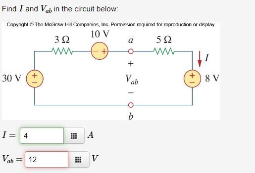 Solved Find I and Vab in the circuit below: Copynight \& The | Chegg.com