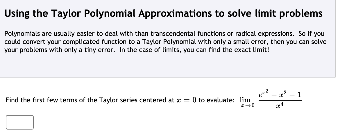 Solved Using the Taylor Polynomial Approximations to solve | Chegg.com
