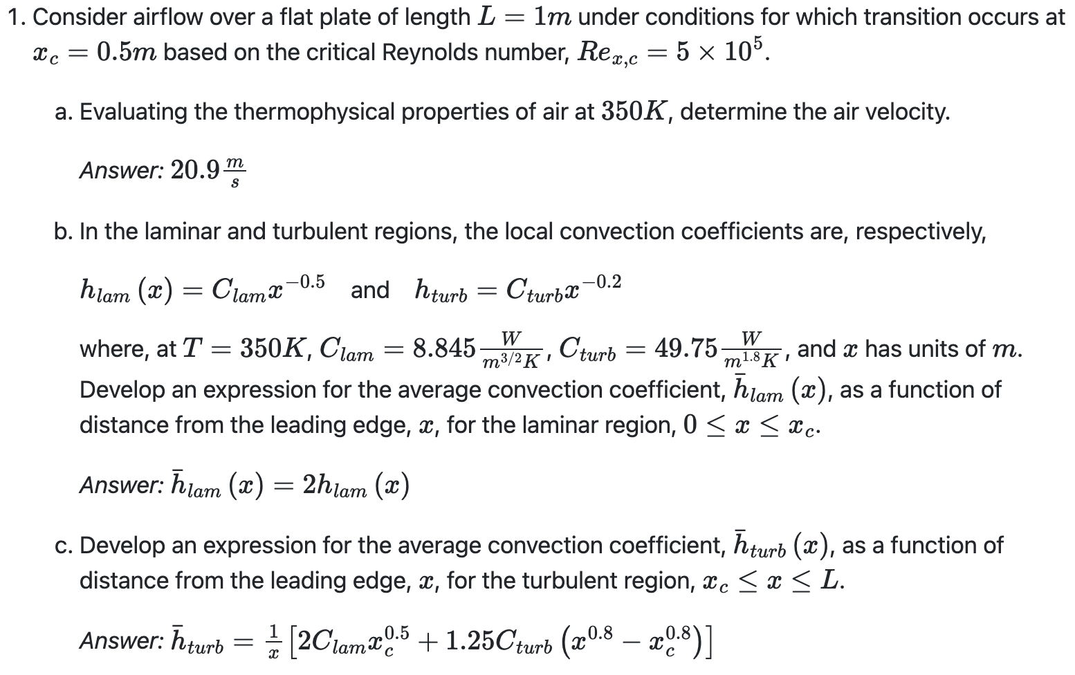 Solved Consider airflow over a flat plate of length L=1 m | Chegg.com