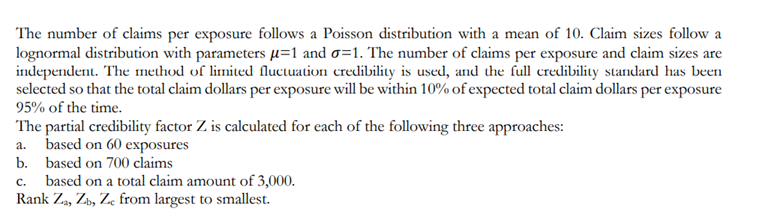 Solved The number of claims per exposure follows a Poisson | Chegg.com