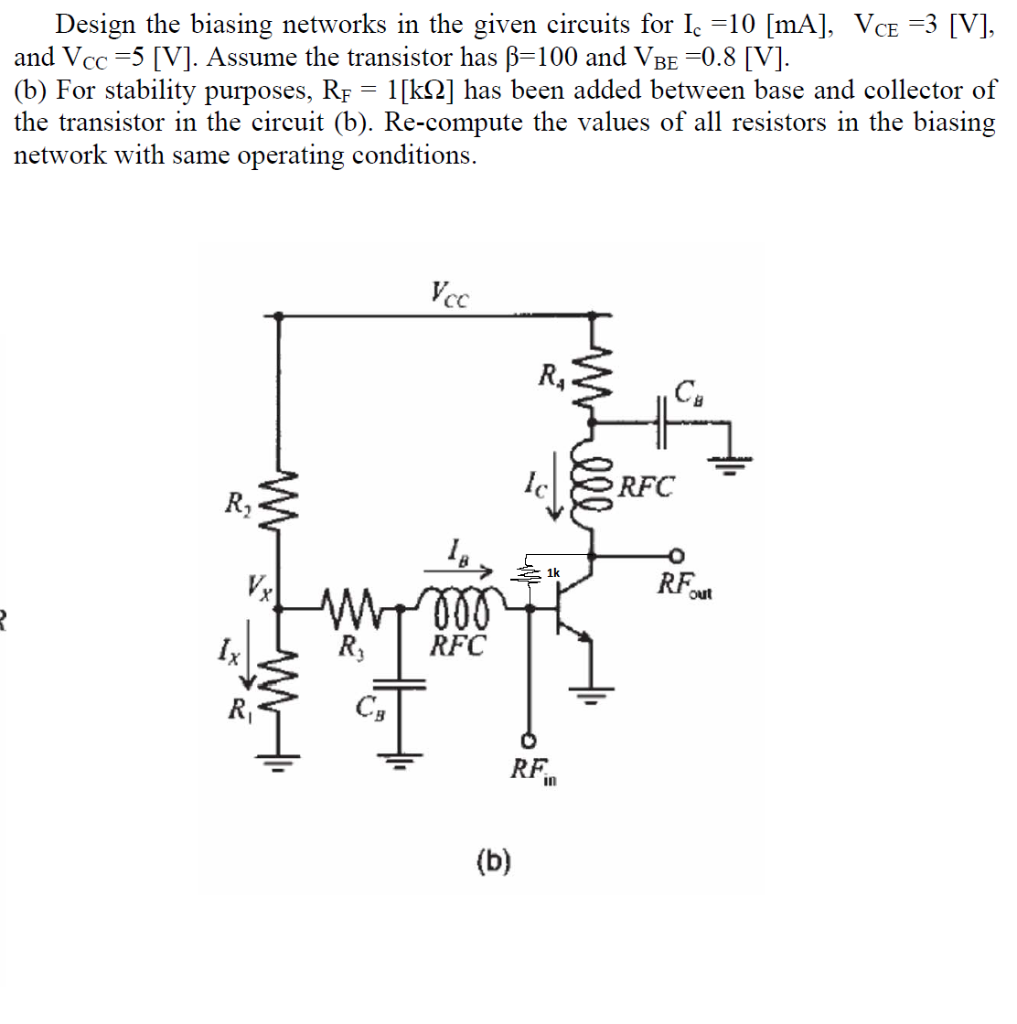 Design the biasing networks in the given circuits for | Chegg.com