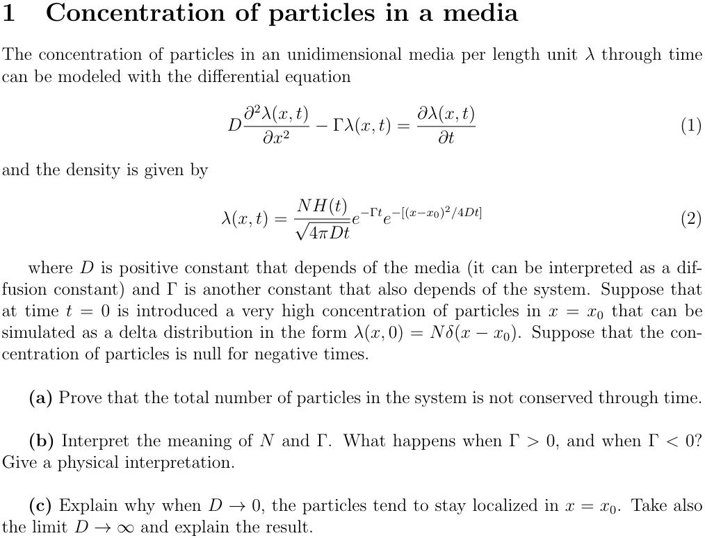 Solved 1 Concentration of particles in a media The | Chegg.com
