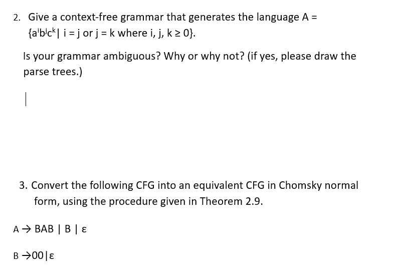Solved 2. ﻿Give a context-free grammar that generates the | Chegg.com