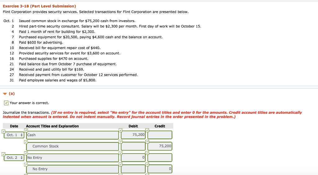 Solved Exercise 3-18 (Part Level Submission) Flint | Chegg.com