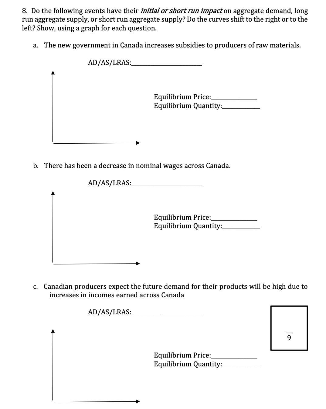 Solved Do the following events have their initial or short | Chegg.com