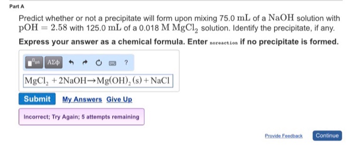 Solved Part A Predict whether or not a precipitate will form | Chegg.com