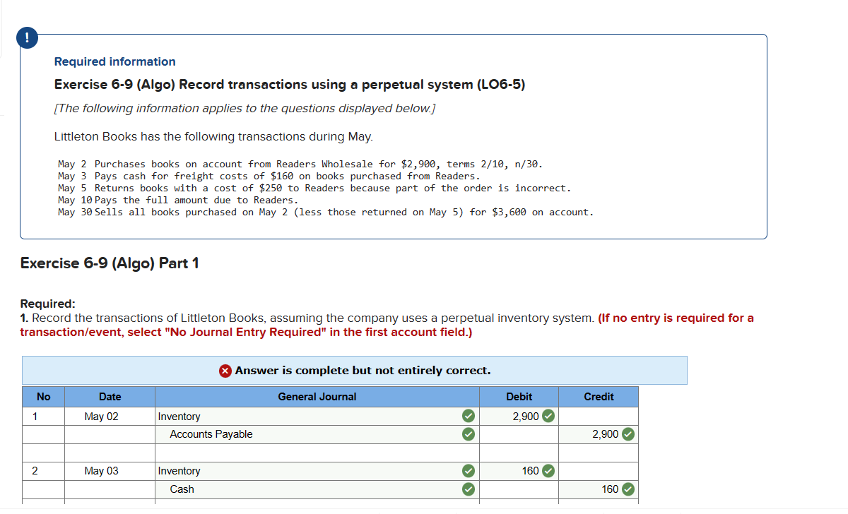 Solved Required information Exercise 6-9 (Algo) Record | Chegg.com