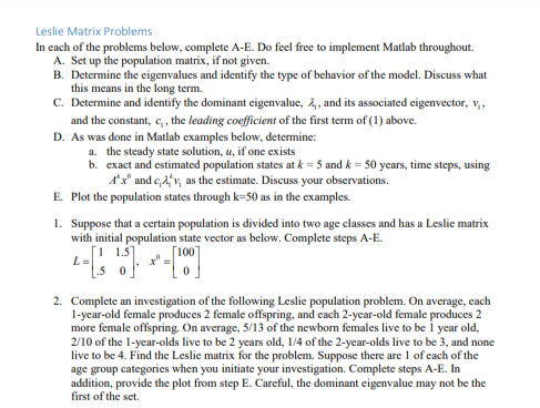 Solved Discrete dynamical linear systems include Population | Chegg.com