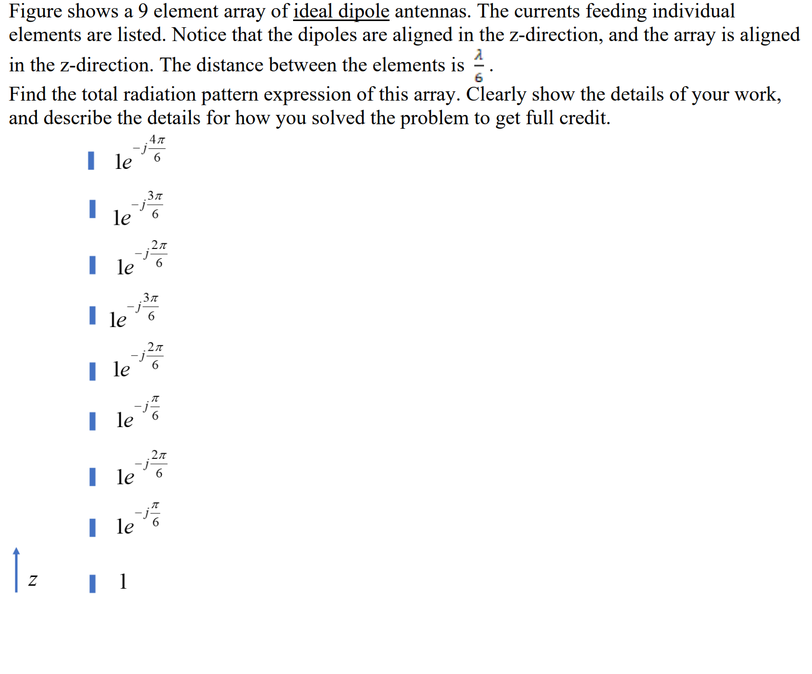 Solved Figure shows a 9 element array of ideal dipole | Chegg.com