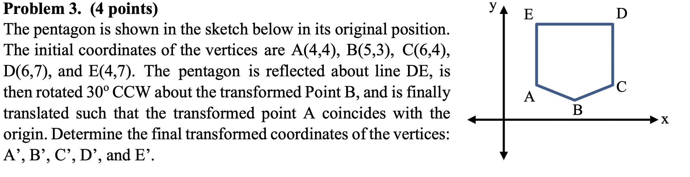 Solved Problem 3. (4 ﻿points)The pentagon is shown in the | Chegg.com