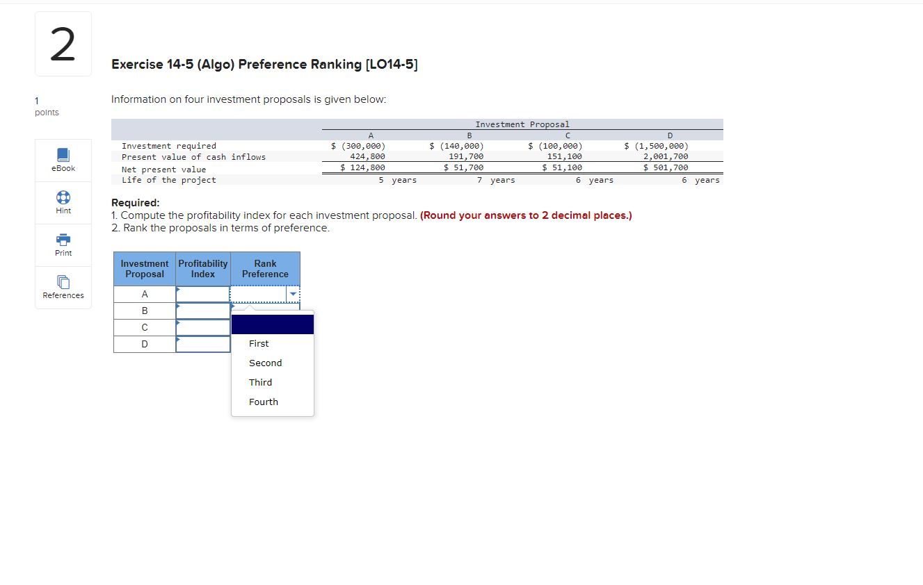 Solved Exercise 14-1 (Algo) Payback Method [LO14-1] The | Chegg.com