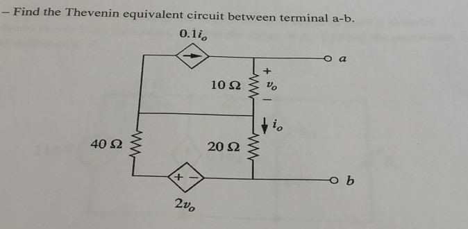 Solved Find the Thevenin equivalent circuit between terminal | Chegg.com