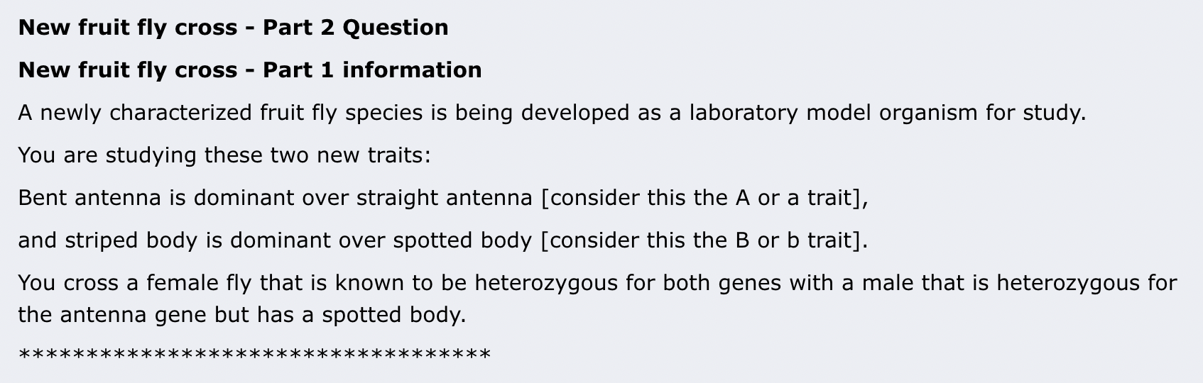 Solved New fruit fly cross - Part 2 Question New fruit fly | Chegg.com