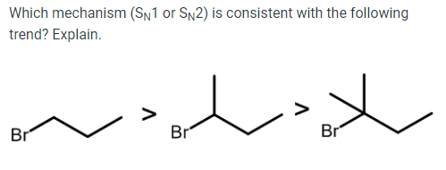 Solved Which mechanism or SN2 ) ﻿is consistent with the | Chegg.com