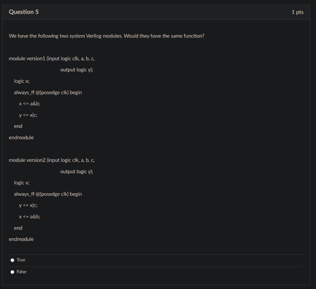 Solved Question 5 1 pts We have the following two system | Chegg.com