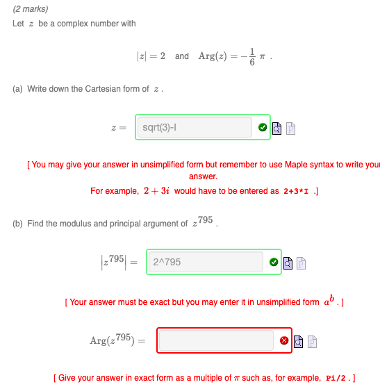 Solved (2 marks) Let z be a complex number with |z1 = 2 and | Chegg.com