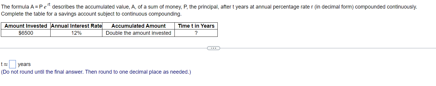 Solved The formula A=Pert describes the accumulated value, | Chegg.com