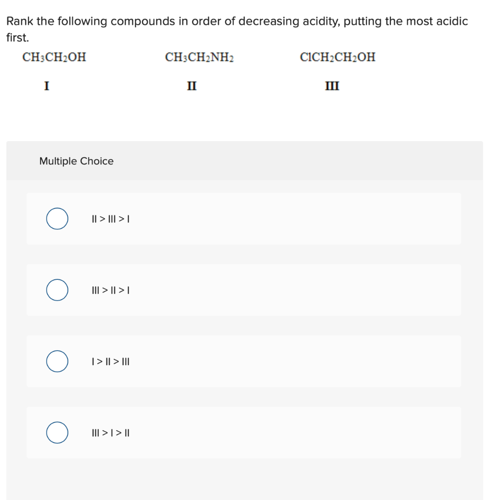 Solved Rank The Following Compounds In Order Of Decreasing
