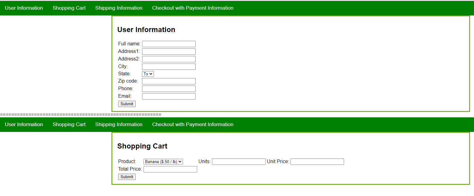 Solved Create HTML pages for section 3 & | Chegg.com