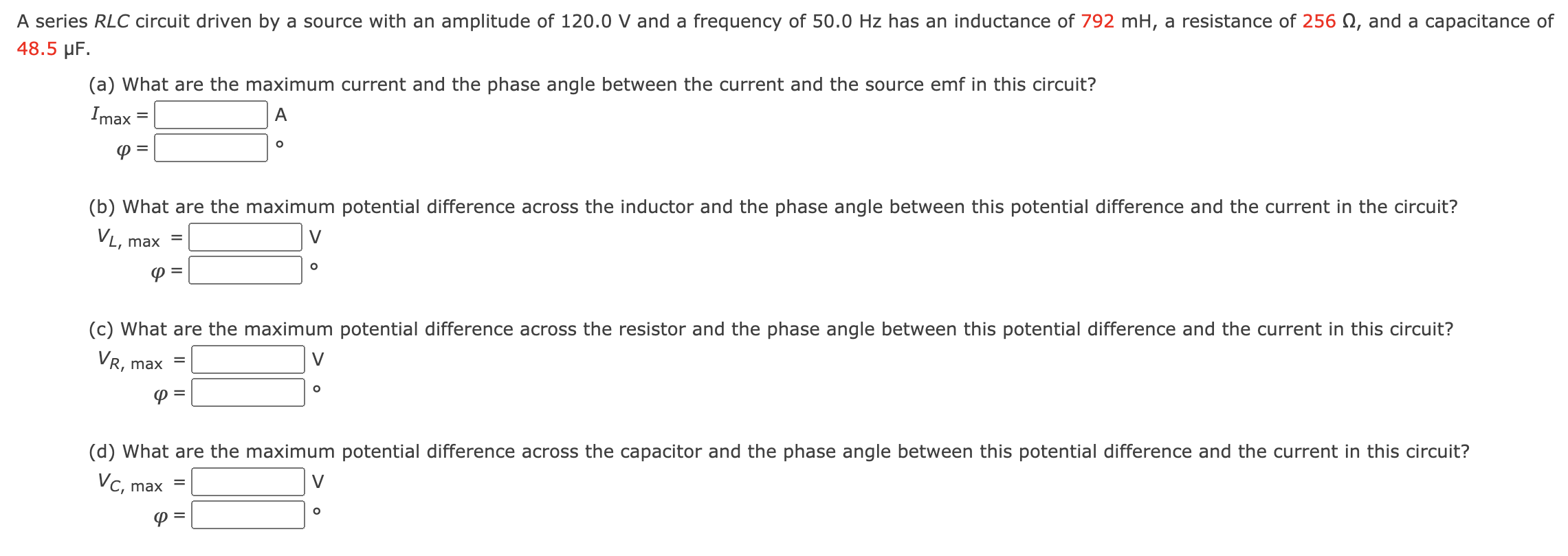 Solved A series RLC circuit driven by a source with an | Chegg.com