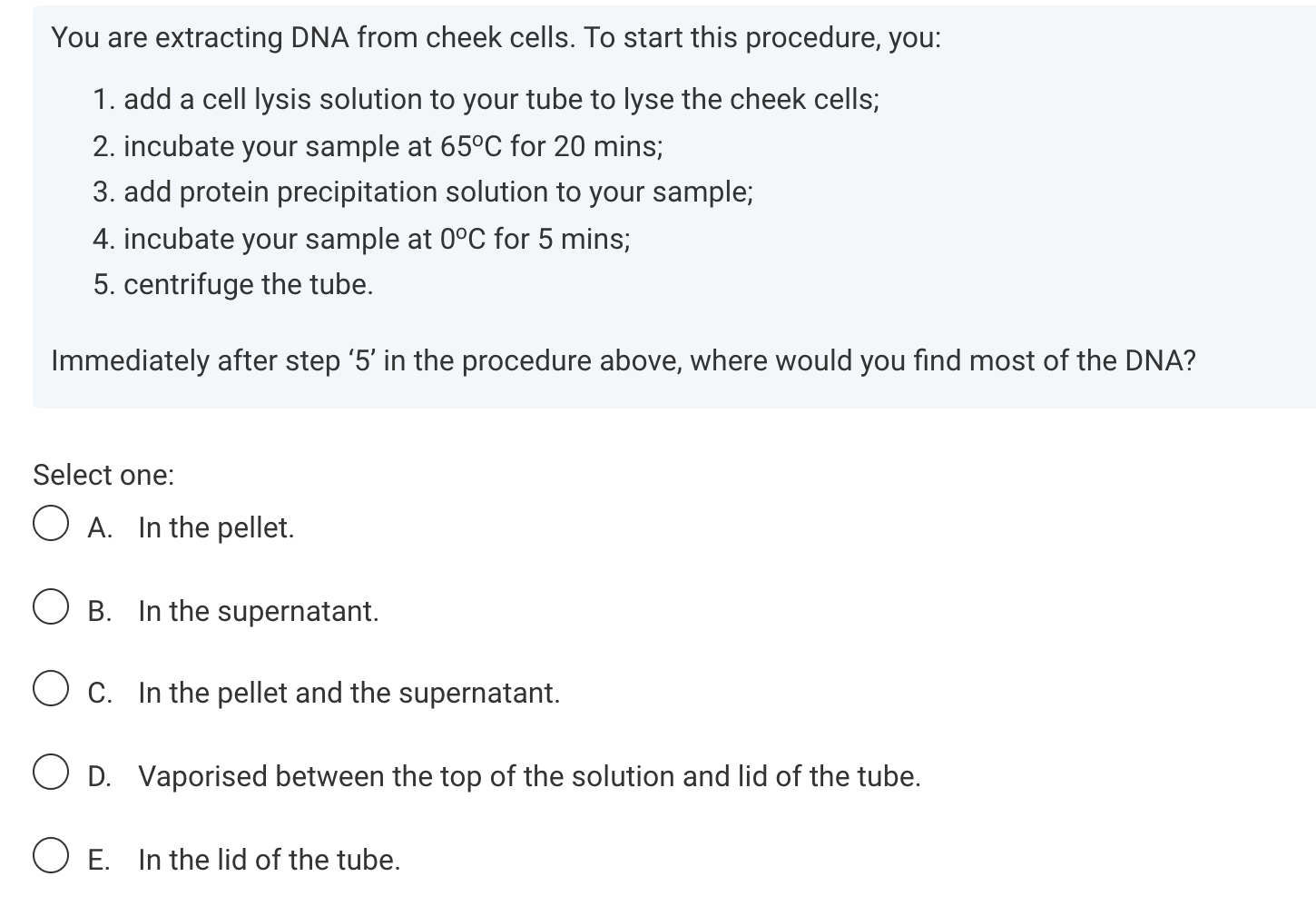 Solved You are extracting DNA from cheek cells. To start | Chegg.com
