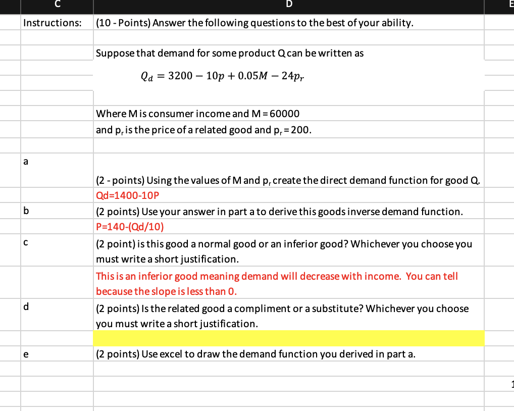 Solved Instructions: (10 - Points) Answer the following | Chegg.com