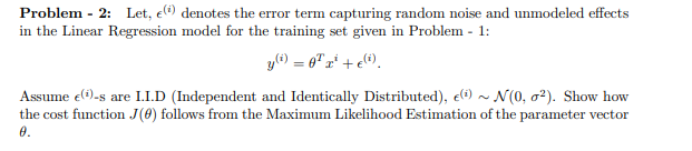 Solved Problem - 2: Let, ϵ(i) denotes the error term | Chegg.com