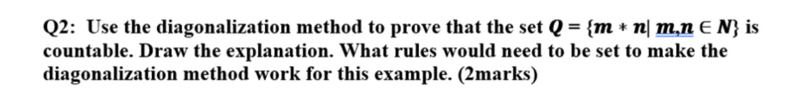 Solved Q2: Use the diagonalization method to prove that the | Chegg.com