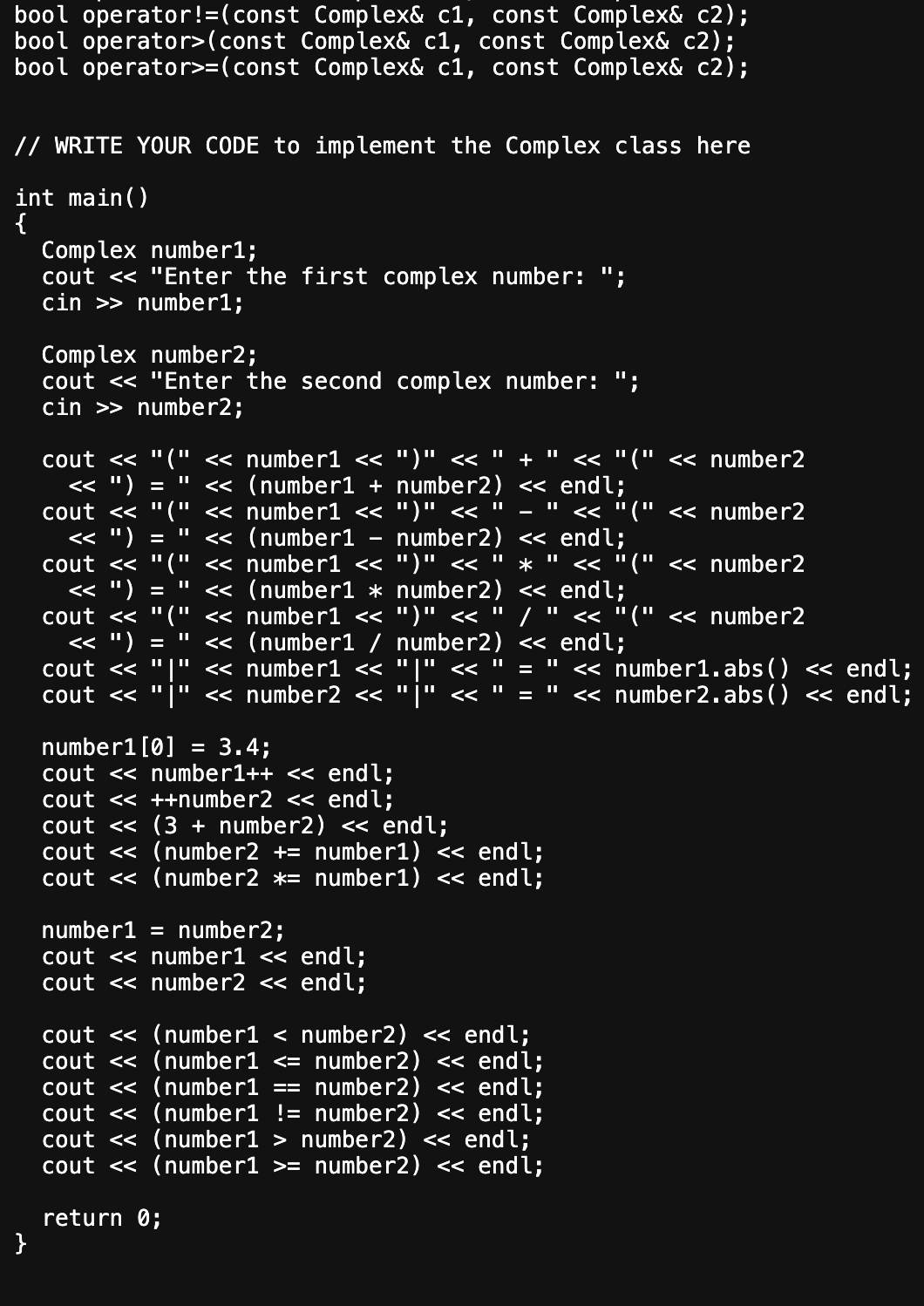Solved ∗ 14.7 (Math: The Complex class) A complex number has | Chegg.com