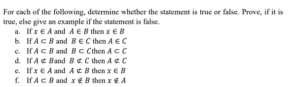 Solved For each of the following, determine whether the | Chegg.com