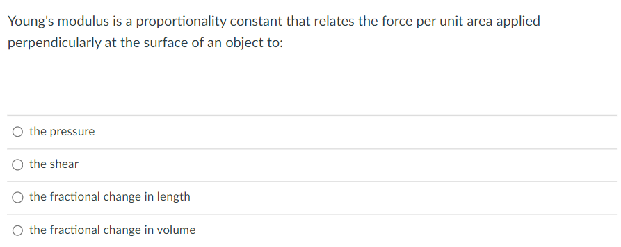 Solved Young's modulus is a proportionality constant that | Chegg.com