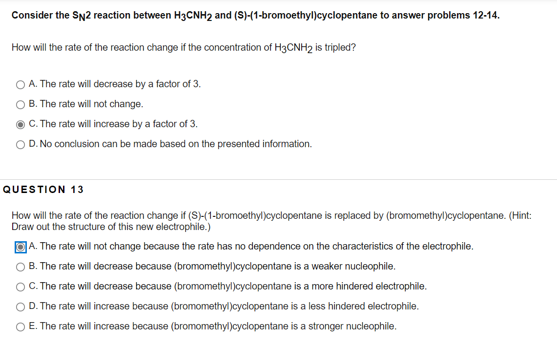 Solved Consider the Sn2 reaction between H3CNH2 and | Chegg.com