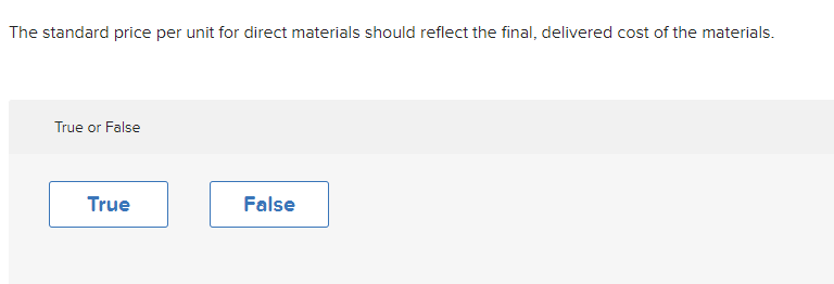 Solved The standard price per unit for direct materials | Chegg.com