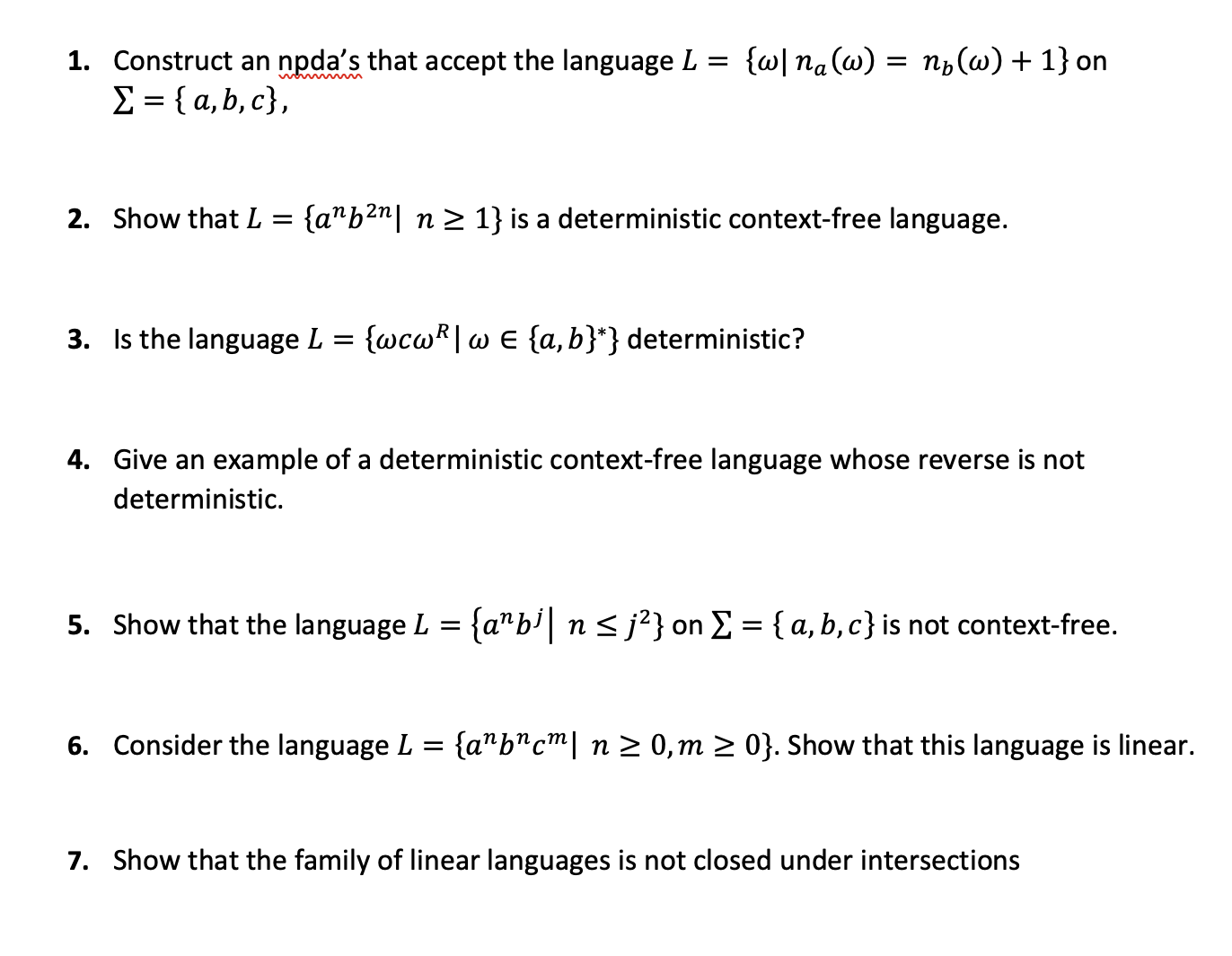Solved 1. Construct an npda's that accept the language | Chegg.com