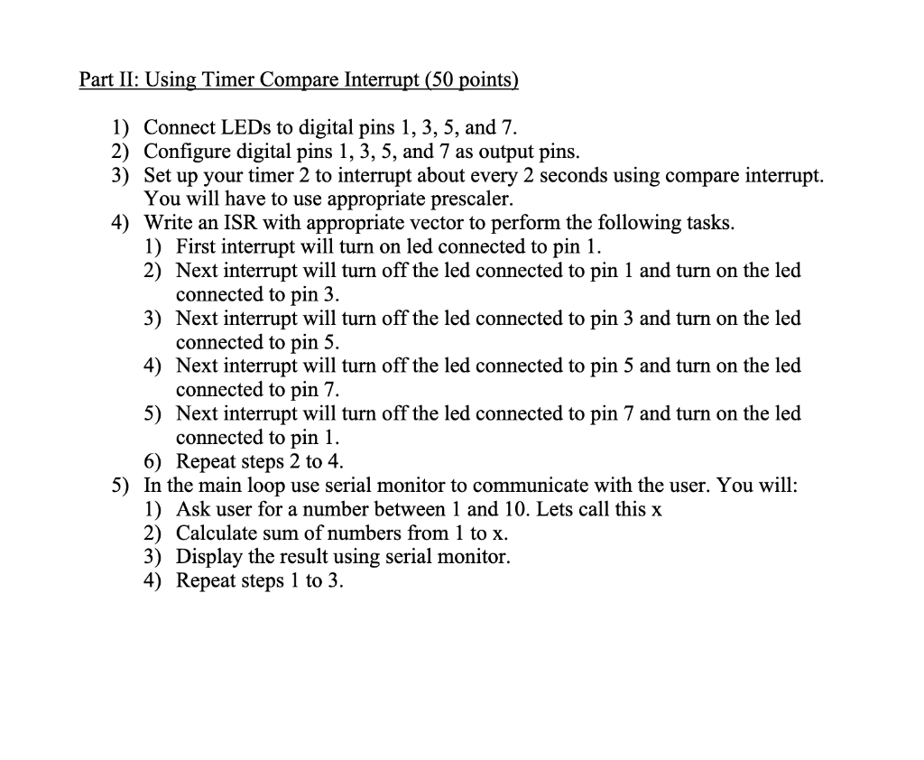 Requirements 1) Programming language: C++ for Arduino | Chegg.com
