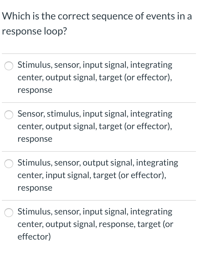 Solved Which is the correct sequence of events in a response | Chegg.com