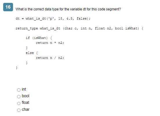 Solved What is the correct data type for the variable dt for | Chegg.com