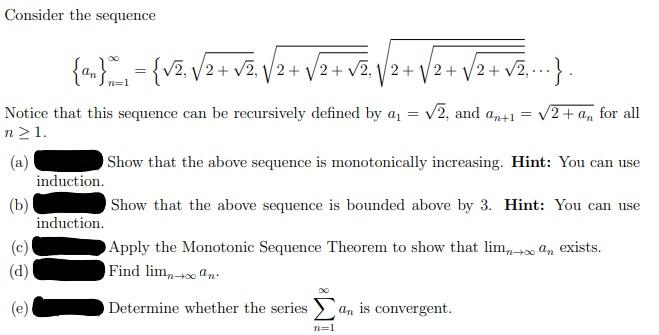 Solved Consider the sequence | Chegg.com