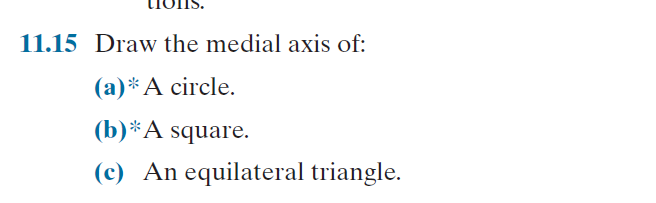 Solved 11.15 Draw the medial axis of: (a)* A circle. (b)*A | Chegg.com