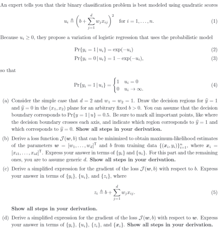 An expert tells you that their binary classification | Chegg.com